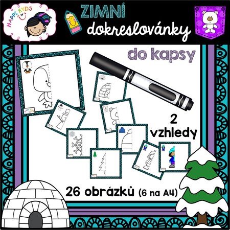 ZIMNÍ DOKRESLOVÁNKY do kapsy - Grafomotorika | UčiteléUčitelům.cz